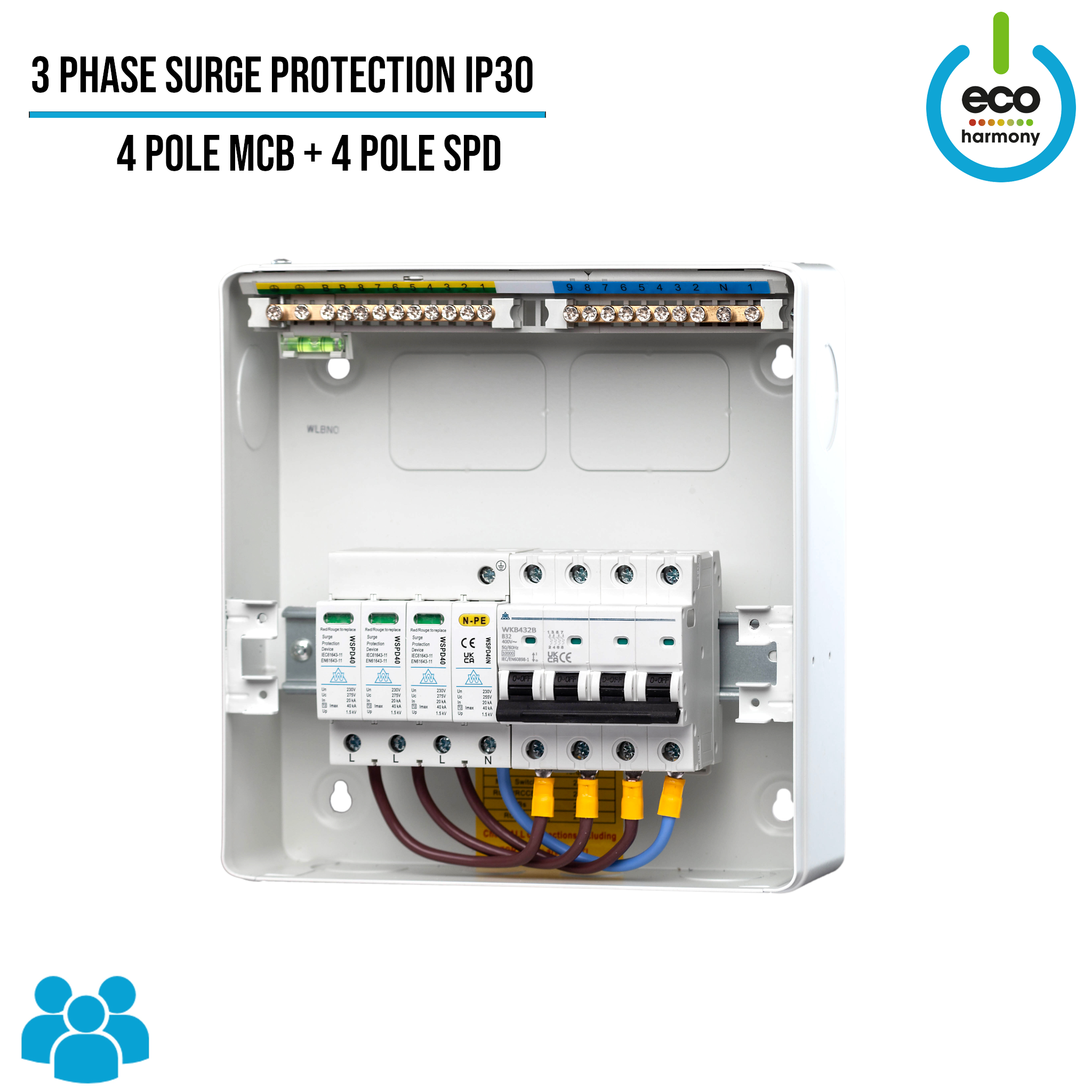 RCBO or MCB + Surge Protection - Fitted Consumer Unit IP40 - 3 Phase ...
