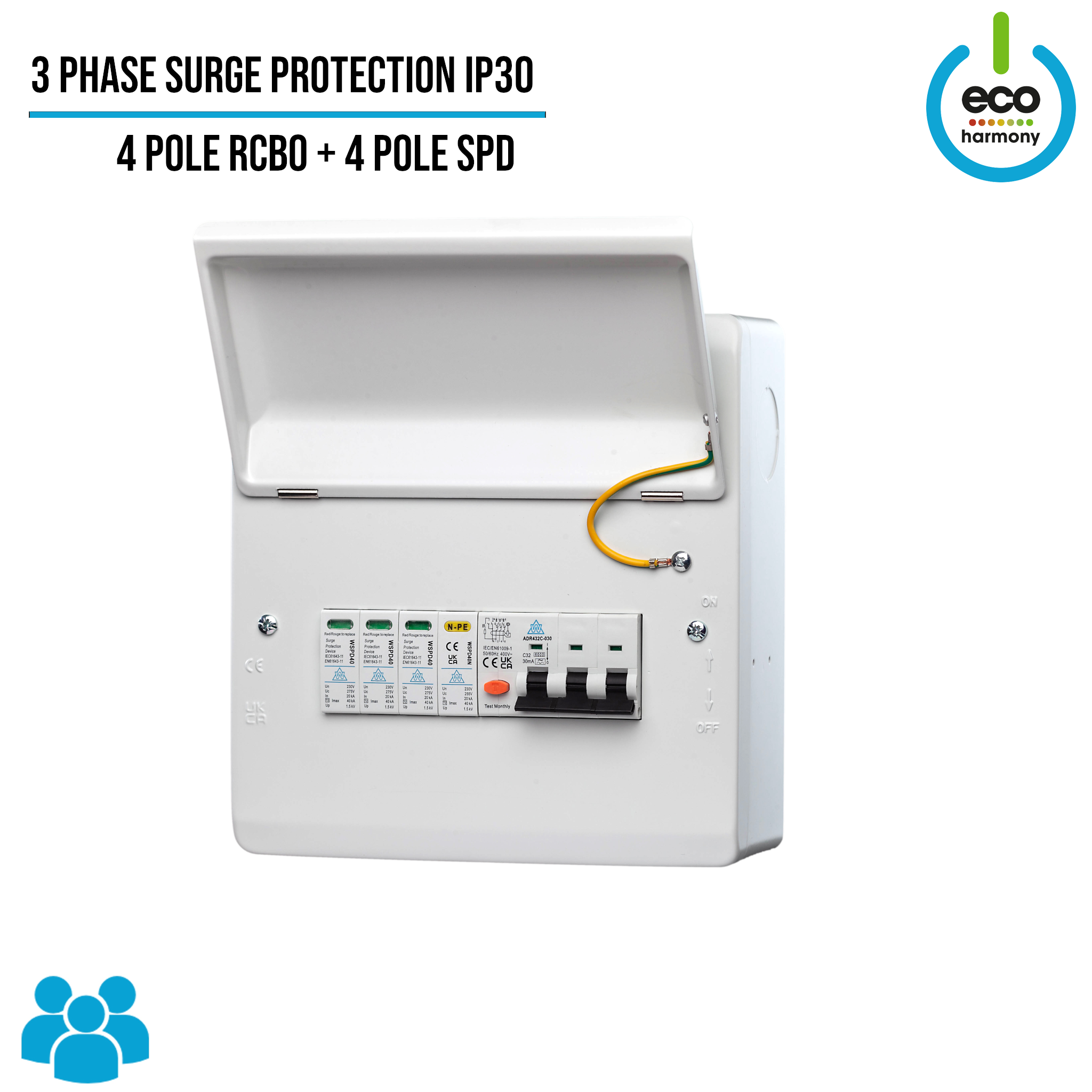 RCBO or MCB + Surge Protection - Fitted Consumer Unit IP40 - 3 Phase ...